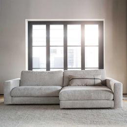 Pharao24.de Sofa Eckgarnitur modern hellgrau aus Webstoff 258 cm breit