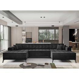 Pharao24.de Sofa Couch mit Schlaffunktion in Schwarz