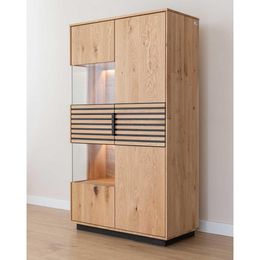 Pharao24.de Highboard Wohnzimmer Highboard mit LED Beleuchtung und Glast&uuml;r