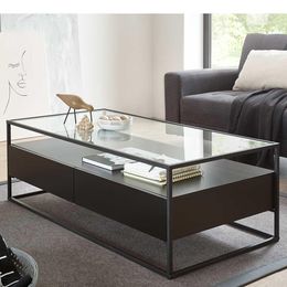 Pharao24.de Wohnzimmertisch Designercouchtisch mit zwei Schubladen in Schwarz