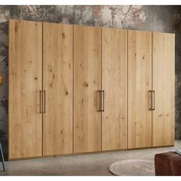 Pharao24.de Kleiderschrank Wildeiche Bianco Made in Germany Metallgriffen 300x216x58 cm Pharao24