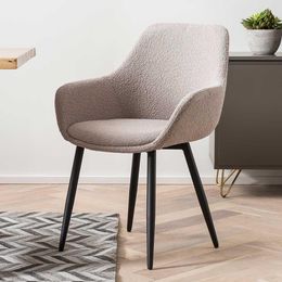 Pharao24.de Esstisch St&uuml;hle mit Armlehnen in Taupe 86 cm hoch (2er Set)