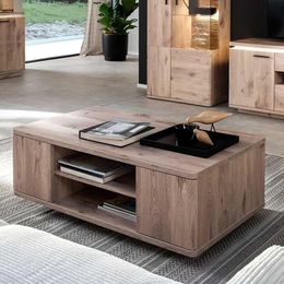 Pharao24.de Sofa Tisch rechteckig modern in Wildeichefarben 115x42x65 cm