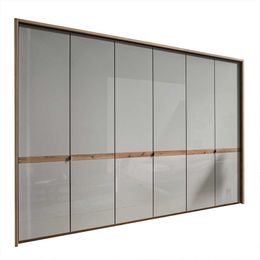 Pharao24.de Dreht&uuml;renschrank in Beige und Eiche Bianco Glas beschichtet