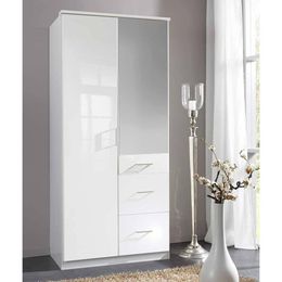 Pharao24.de Jugendkleiderschrank mit Spiegelt&uuml;r in Wei&szlig; 91x199x58 cm
