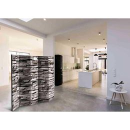 Pharao24.de Spanische Wand in plastischer Steinmauer Optik hell Grau und Anthrazit