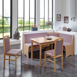 Pharao24.de Eckbankgruppe in Rosa Stoff Buche (vierteilig)