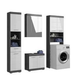 Pharao24.de Badm&ouml;bel mit Waschmaschinenschrank modernem Design (vierteilig)