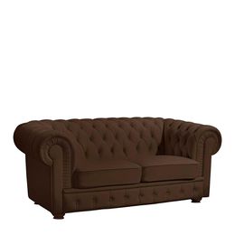 Pharao24.de Zweier Couch Leder braun im Chesterfield Look 172 cm breit