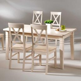 Pharao24.de Massivholztisch in Wei&szlig; Kiefer Massivholz
