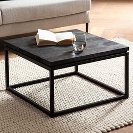 Pharao24.de Couchtisch Sofatisch in Schwarz aus Metall und Holz