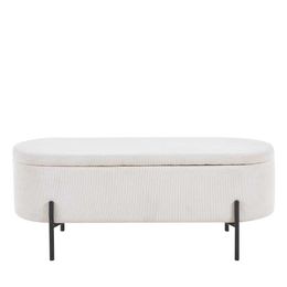 Pharao24.de Bettbank mit Truhe aus Cord und Metall Beige und Schwarz
