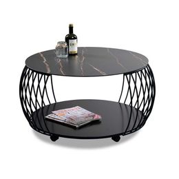 Pharao24.de Couchtisch Salontisch in Schwarz und Marmor Optik