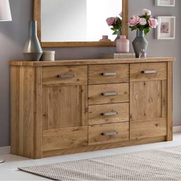 Pharao24.de Sideboard Kommode aus Massivholz teilmassiv mit Metallgriffen