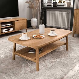 Pharao24.de Couchtisch Sofatisch aus Wildeiche Massivholz in rechteckiger Form