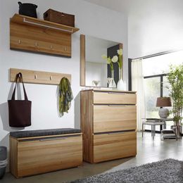 Pharao24.de Garderobenm&ouml;bel Set aus Kernbuche Massivholz mit Schuhschrank (f&uuml;nfteilig)