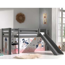 Pharao24.de Kinder Halbhochbett in Grau Prinzessin Motiv
