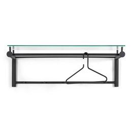 Pharao24.de Wandgarderobe mit Hutablage aus Glas Metall schwarz pulverbeschichtet