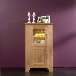 Pharao24.de Highboard Vitrine aus Wildeiche Massivholz Glast&uuml;r