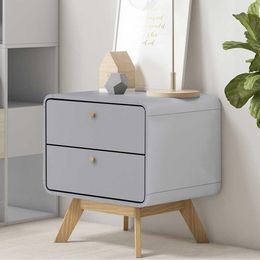 Pharao24.de Nachttischkommode in Grau und Eichefarben Skandi Design