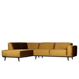 Pharao24.de Retro Eckcouch in Honigfarben Samt 210 cm tief