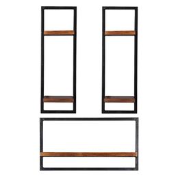 Pharao24.de Industry Regale aus Mangobaum Massivholz Metall (dreiteilig)