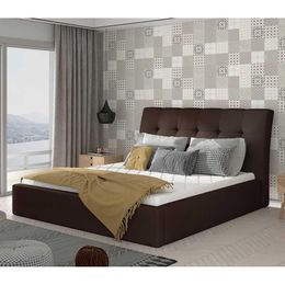 Pharao24.de Doppelbett Polsterbett in Dunkelbraun aus Kunstleder
