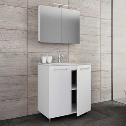 Pharao24.de Waschplatz Set mit Becken wei&szlig; in modernem Design 60 oder 80 cm breit (zweiteilig)
