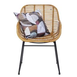 Pharao24.de Flechtst&uuml;hle in Beige und Schwarz Retrostil (2er Set)
