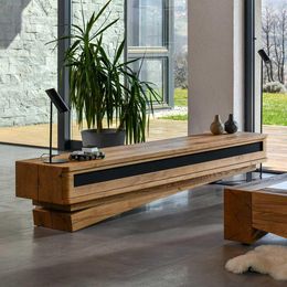 Pharao24.de Fernsehunterschrank aus Asteiche Massivholz Klappe 160x42x45 cm Pharao24