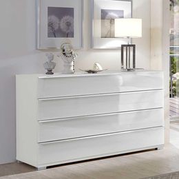 Pharao24.de Kommode Sideboard Front glasbeschichtet in Wei&szlig;