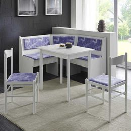 Pharao24.de Eckbankgruppe in Wei&szlig; und Blau gemustert modern (vierteilig)