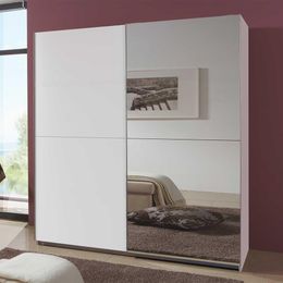 Pharao24.de Schwebet&uuml;renschrank Wei&szlig; Spiegel in modernem Design 179 cm breit