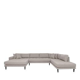 Pharao24.de Ecksofa in U Form in Beigegrau und Schwarz 370 cm breit
