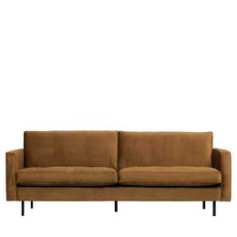 Pharao24.de Wohnzimmer Couch in Honigfarben Samt Retro Design