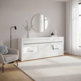 Pharao24.de Esszimmer Anrichte in Wei&szlig; Hochglanz Glas