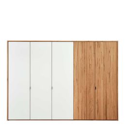 Pharao24.de Moderner Schlafzimmerschrank in Wei&szlig; und Kernbuche 5 t&uuml;rig