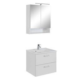 Pharao24.de Badezimmer Set in Wei&szlig; LED Beleuchtung (zweiteilig)