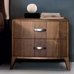 Pharao24.de Nachttisch Kommode mit Nussbaum furniert Retrostil