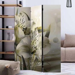 Pharao24.de Trennwand mit Lilien Motiv Leinwand F&uuml;llung