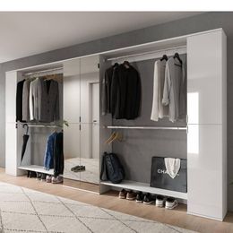 Pharao24.de Garderobenkombination Dielenm&ouml;bel Set in Wei&szlig; 341 cm breit (f&uuml;nfteilig)