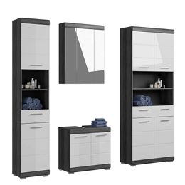 Pharao24.de Badm&ouml;belkomplettset modern mit Hochglanzfront Spiegelschrank (vierteilig)