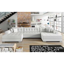 Pharao24.de Wohnlandschaft Couch mit Schlaffunktion aus Kunstleder