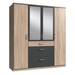 Pharao24.de Dreht&uuml;rschrank mit Spiegeln und drei Schubladen Made in Germany