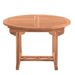 Pharao24.de Ausziehbarer Gartentisch aus Teak Massivholz rund