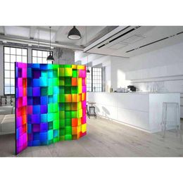 Pharao24.de 3D Trennwand mit W&uuml;rfelmuster Neonfarben