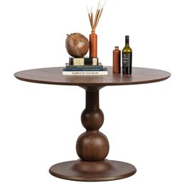 Pharao24.de Runder Esszimmertisch in Walnussfarben Vintage Design