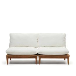 Pharao24.de Zweiersofa Terrasse Wintergarten mit Vierfu&szlig;gestell aus Holz Teak Massivholz