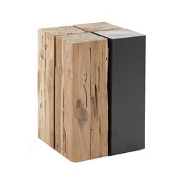Pharao24.de Beistelltisch Kaffeetisch aus Teak Massivholz und Metall
