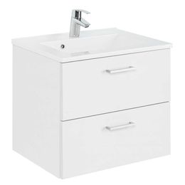 Pharao24.de Wei&szlig;er Waschtisch 60 cm breit zwei Schubladen